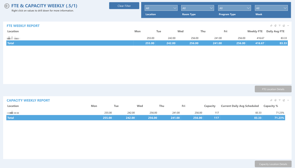 Power BI: FTE & Capacity Report